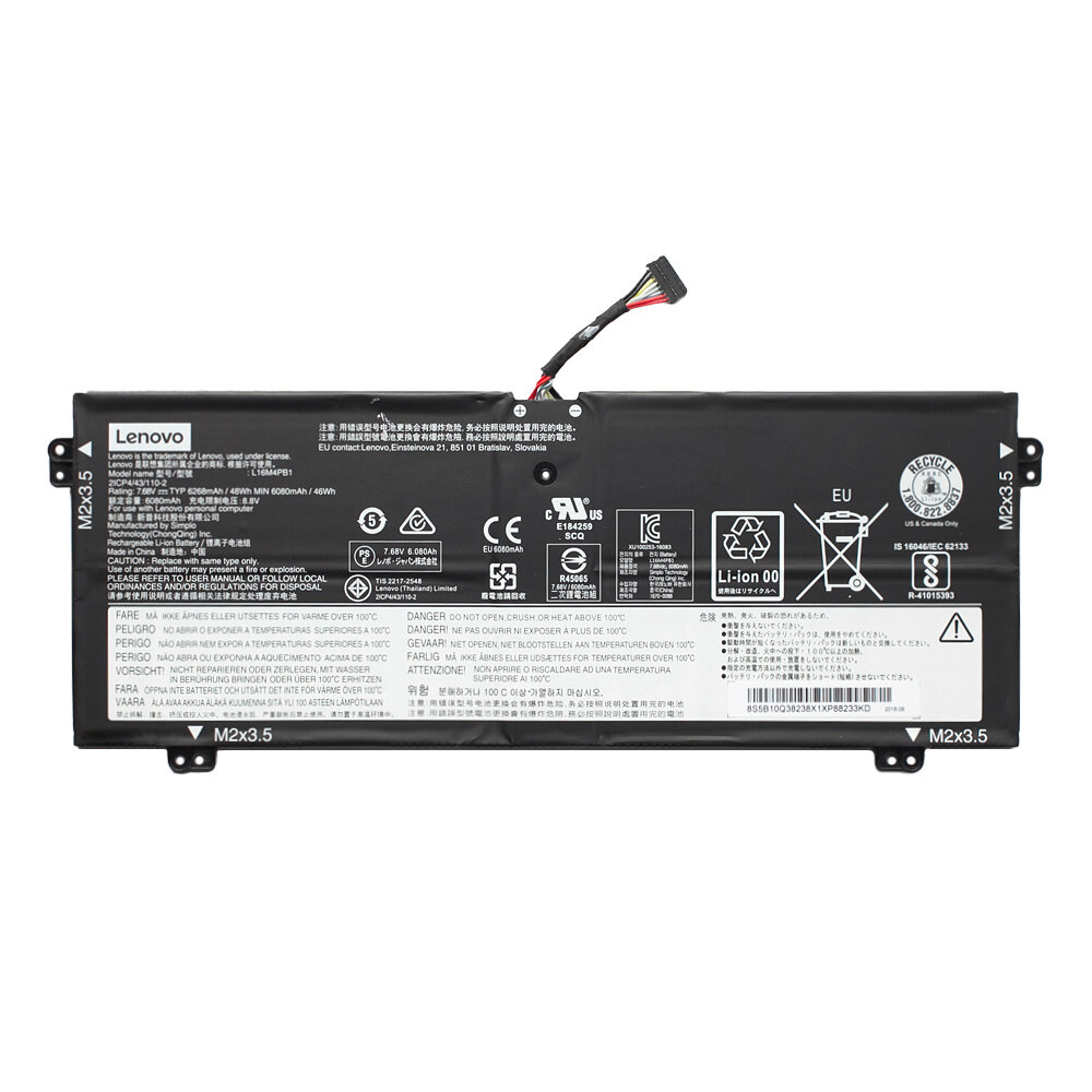 Аккумулятор для ноутбука Lenovo Yoga 720-13IKB / Yoga 720-13IKBR / Yoga 730-13IKB / Yoga 730-13IWL / L16M4PB1 / L16C4PB1 / L16L4PB1 - батарея ORG 6268mAh