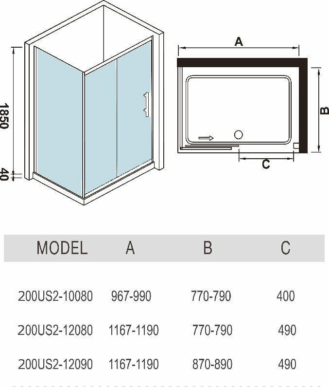 Душевой уголок WeltWasser WW200 200US22-12080 120x80 10000001232