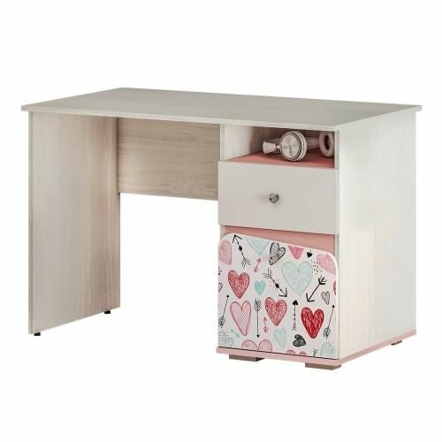 Стол рабочий Калифорния ПС-04, Ясень Анкор светлый/Белый, 108.6х72.1х60 см.