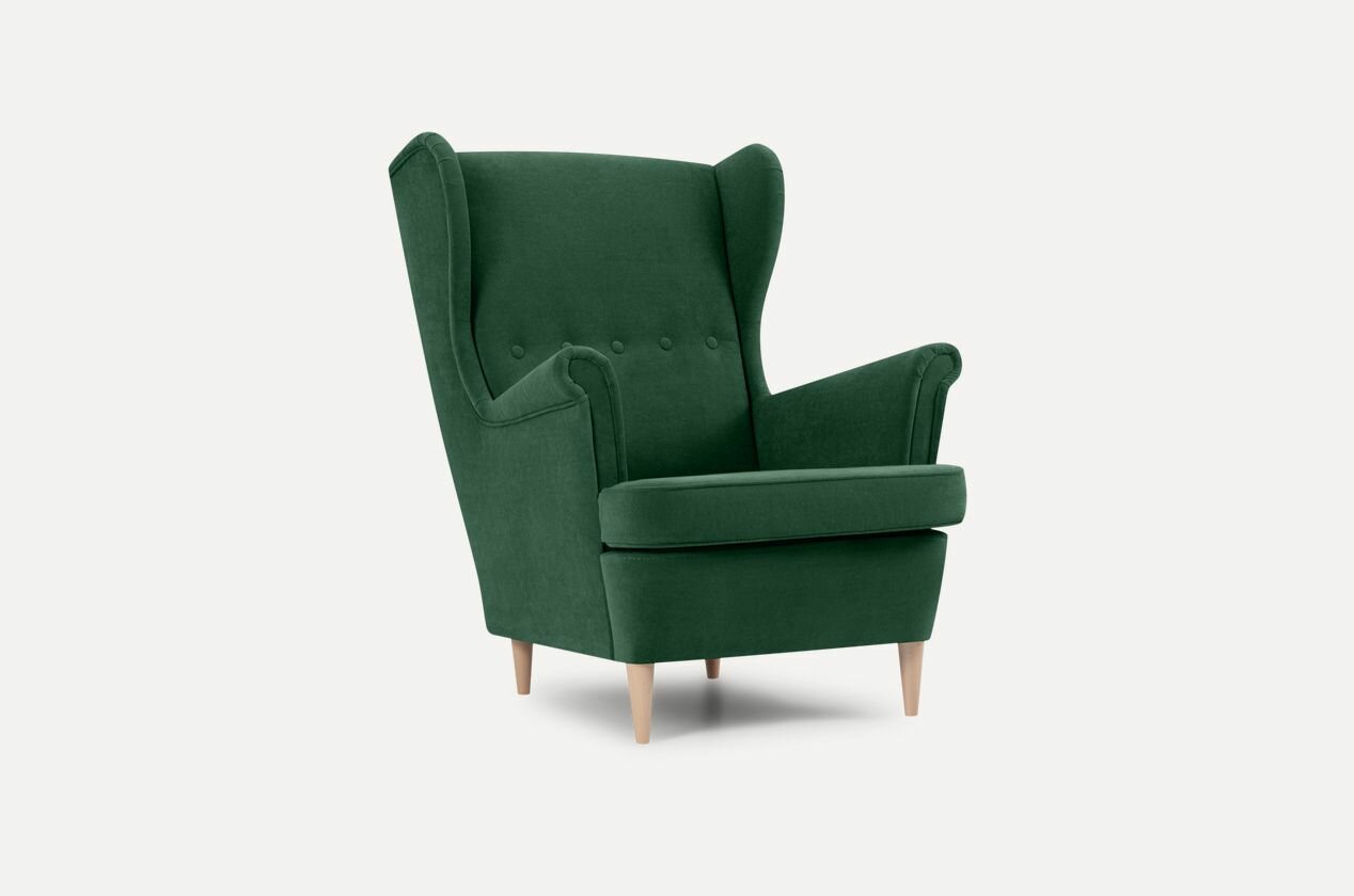 Кресло в гостиную мягкое Divan.ru Дженкс Velvet Emerald, зеленое, велюр, с подлокотниками