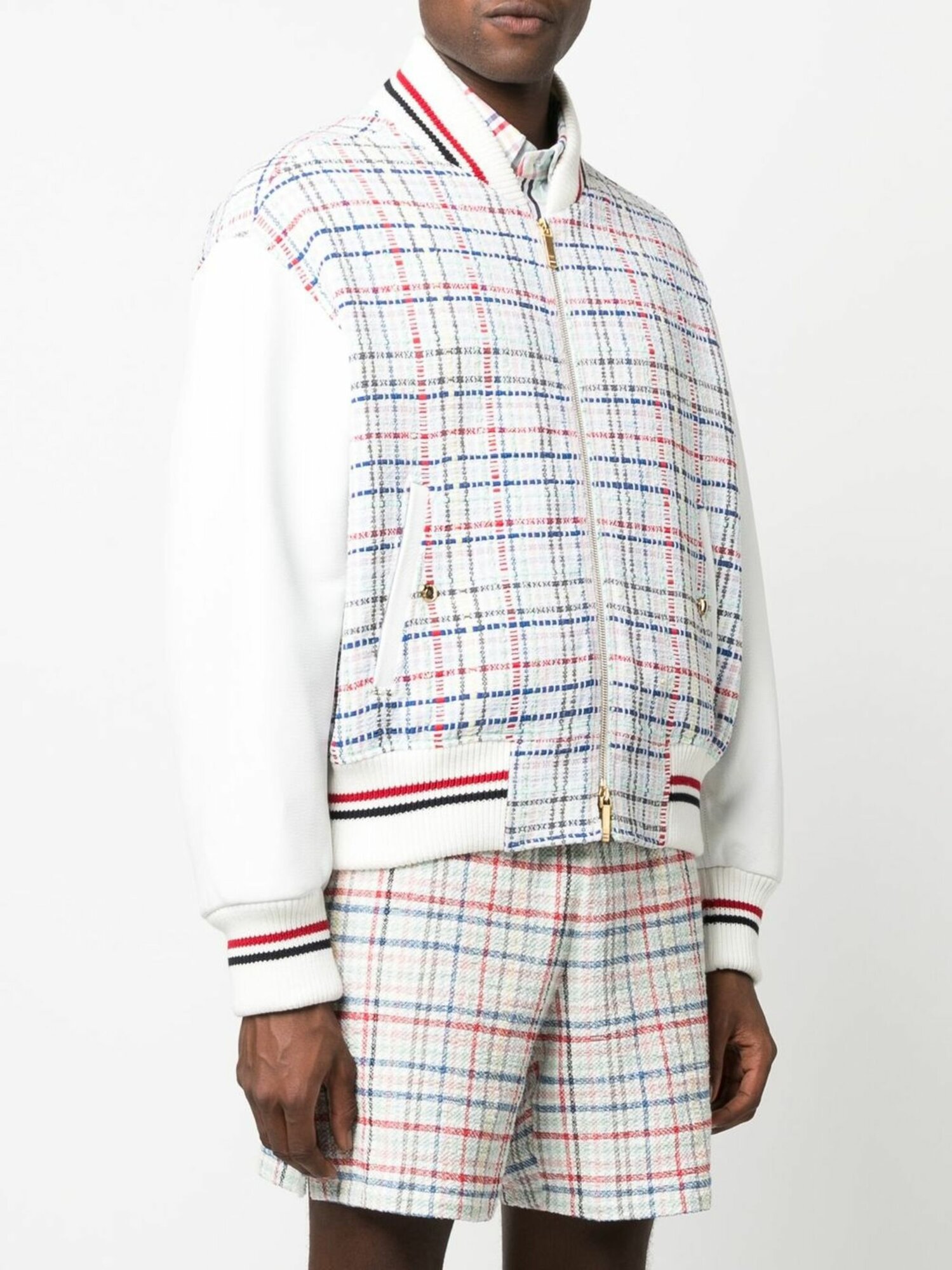 Куртка THOM BROWNE Gingham-check bomber jacket, размер 46, white — фото 1