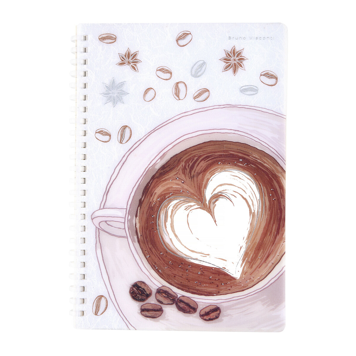 Тетрадь А5 на силиконовом гребне Bruno Visconti "Счастье в кофе. Cappuccino" 60 л. клетка
