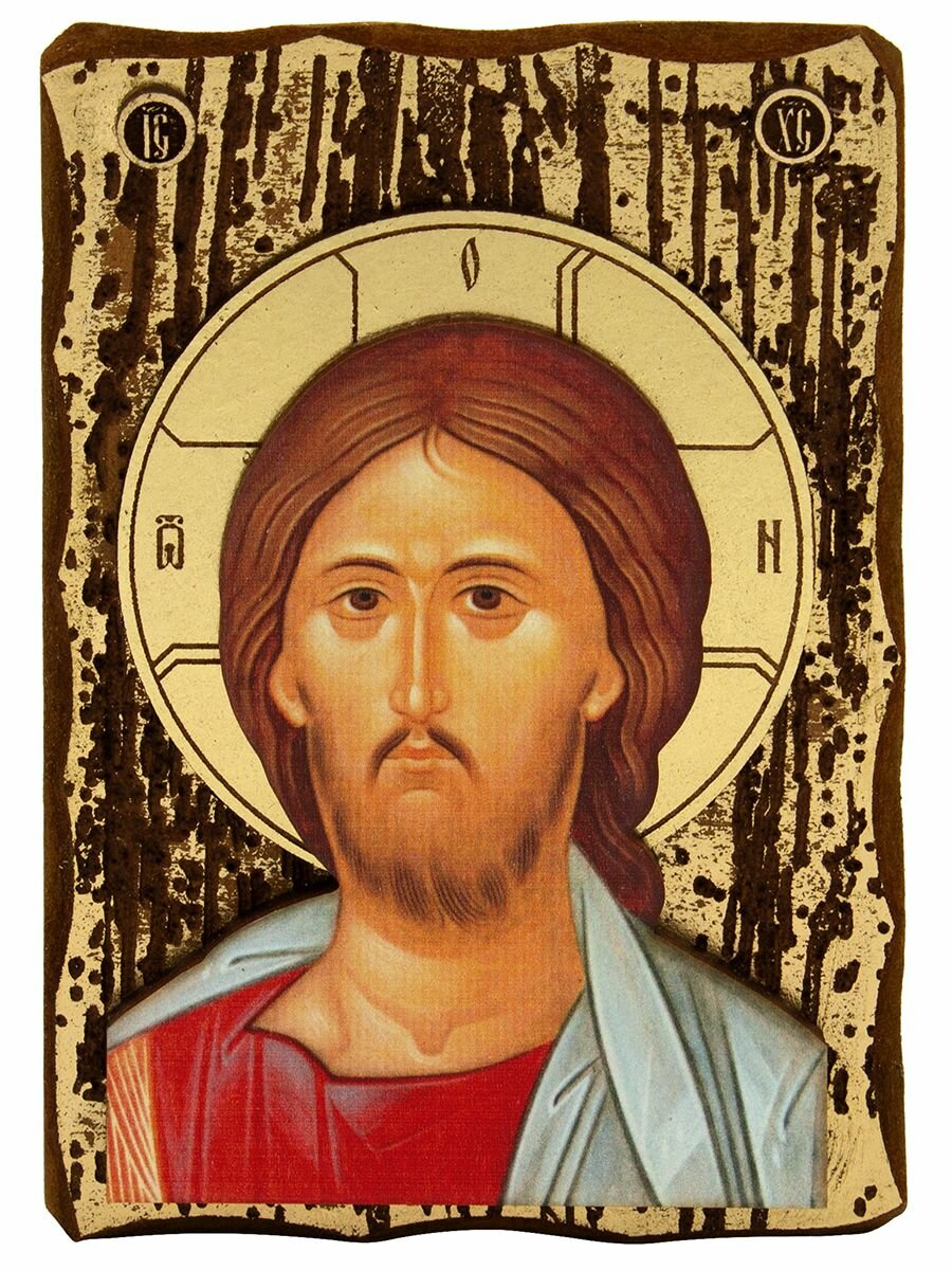Икона под старину Господь Вседержитель, дерево, 9,5х13,5 см