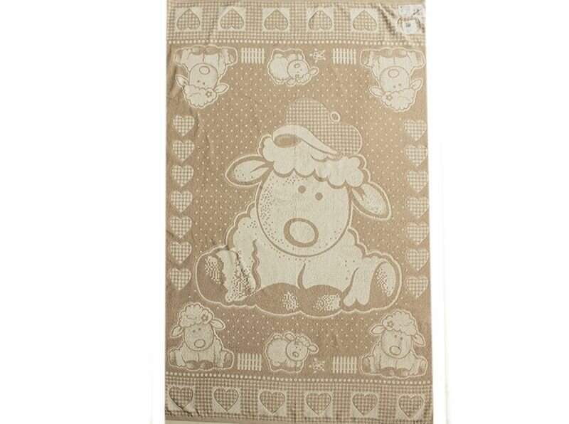 Плед-простыня махровая лен/хлопок "Барашек в кепке" 104х160 см. Речицкий