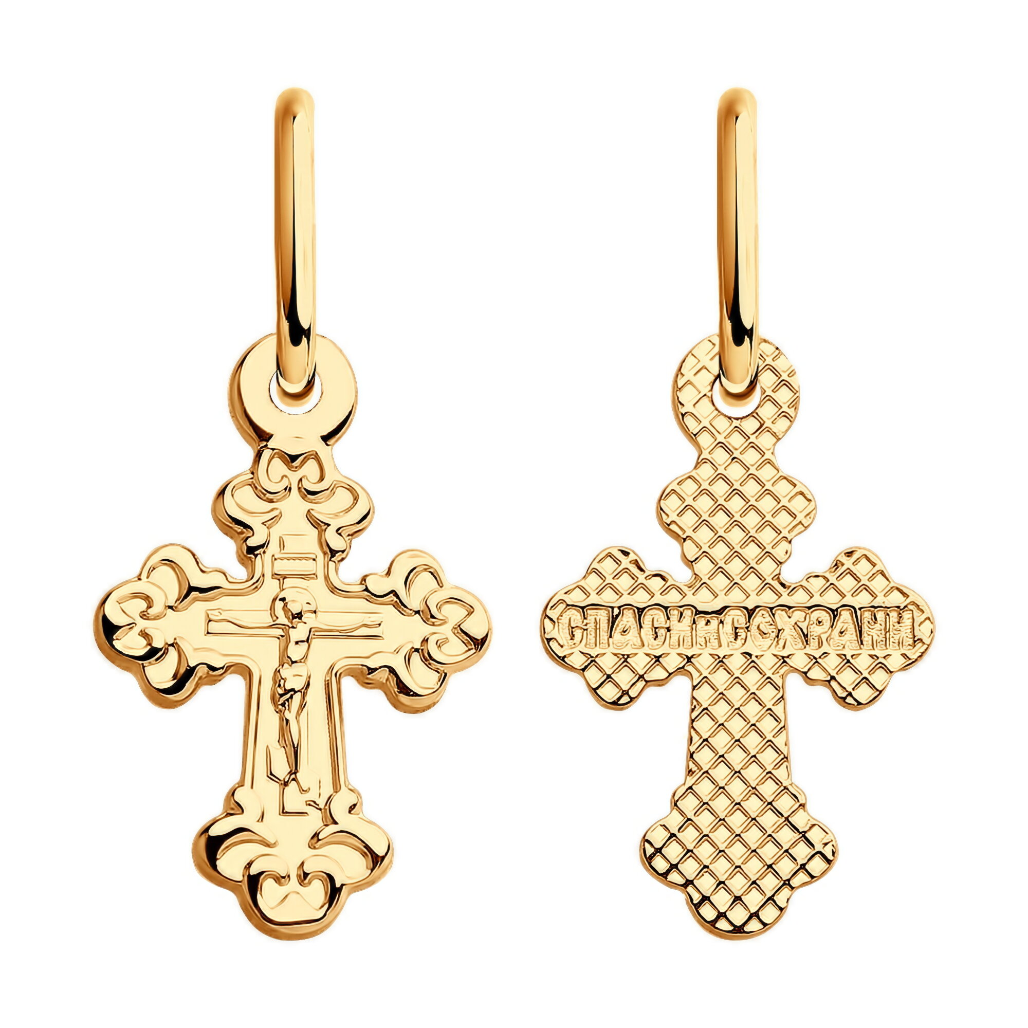 Крестик, красное золото, 585 проба