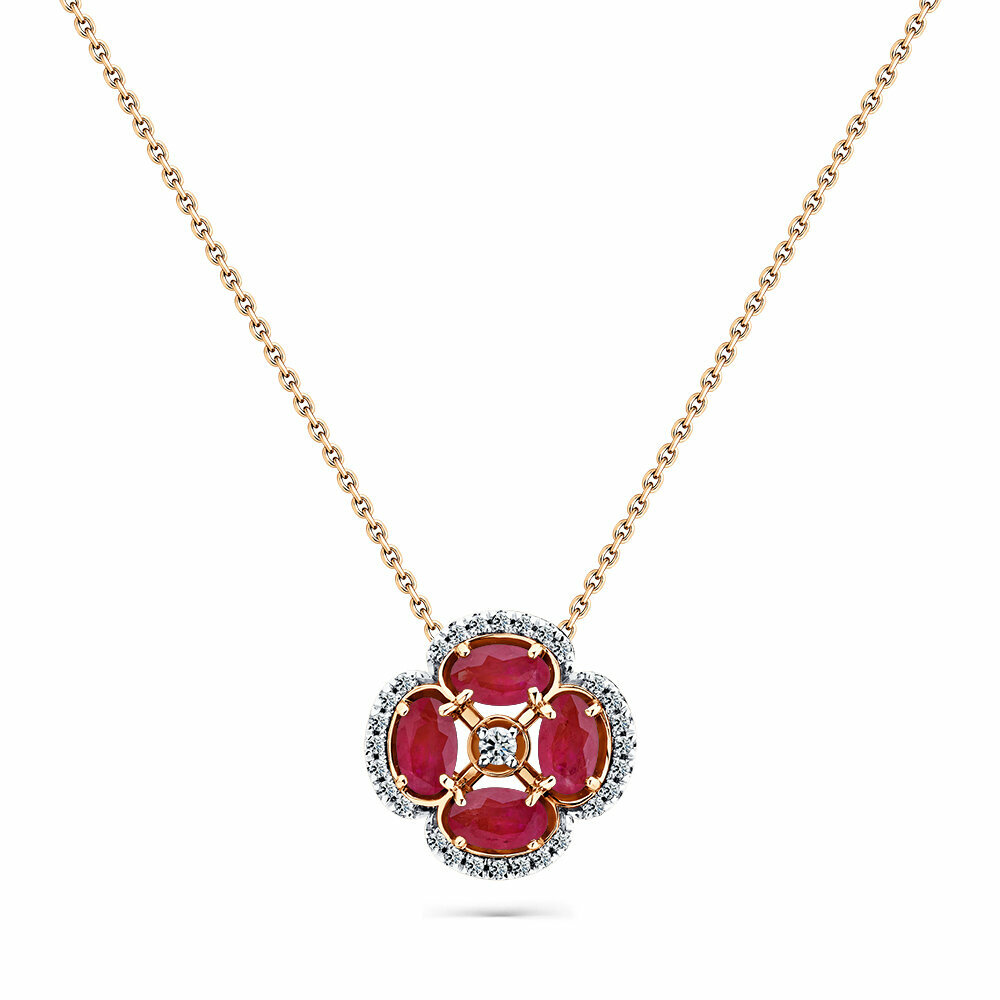 Колье, красное золото, 585 проба, бриллиант, рубин
