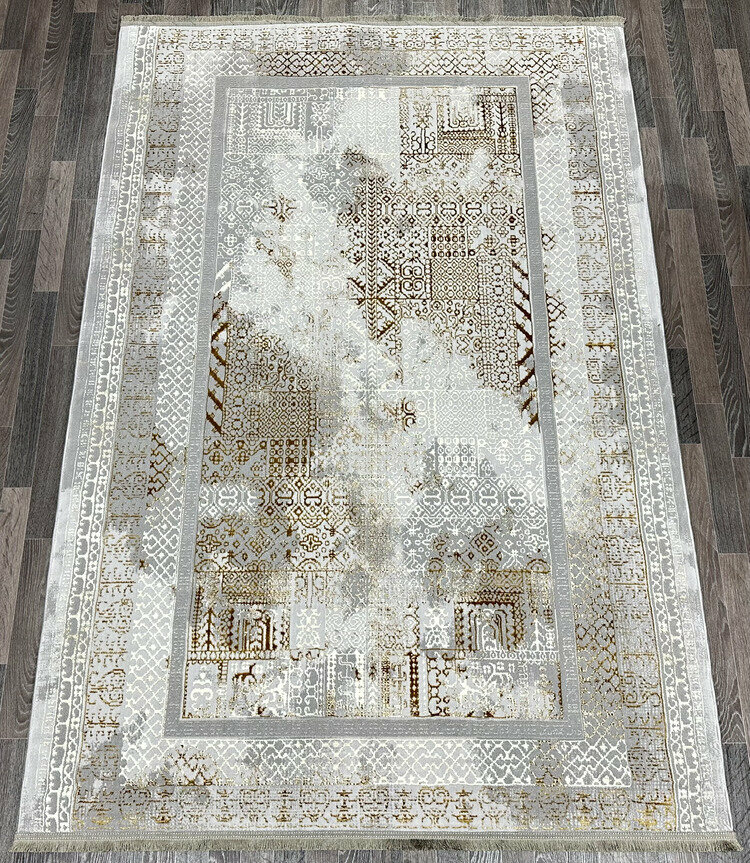 Ковер, Прямой, Серый, Золотисто-жёлтый, Белый, Классический, Винтажный, на пол, в гостиную, спальню, в ассортименте (160 см. на 230 см.)