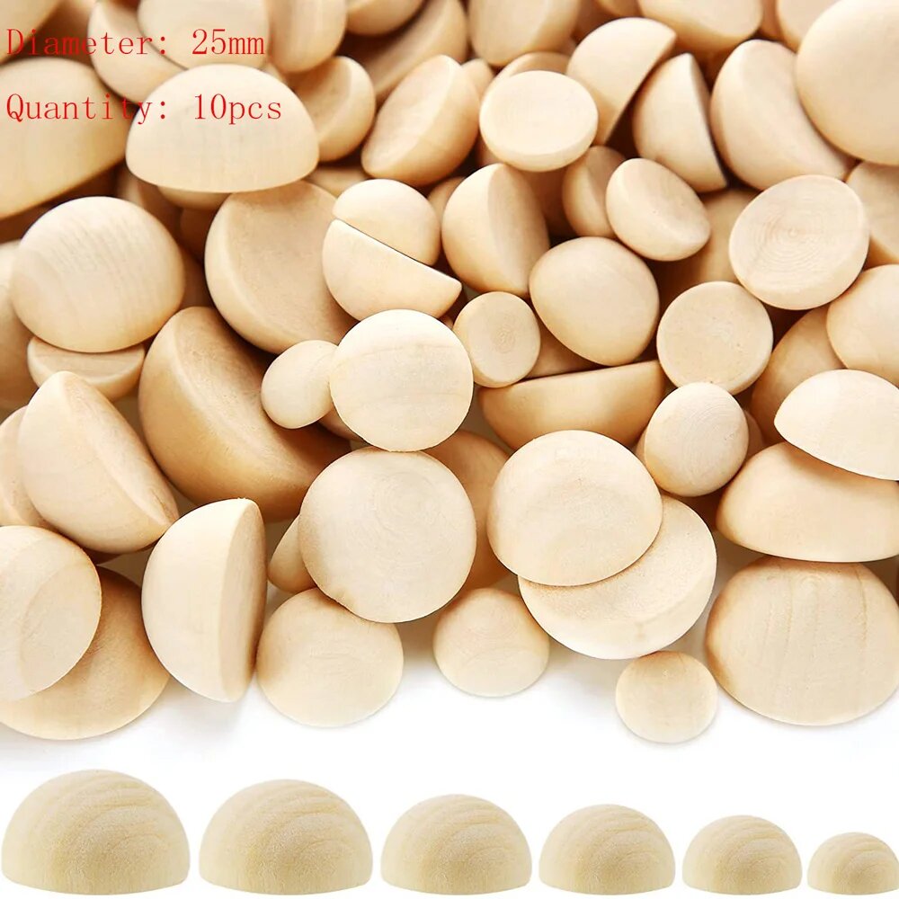 Деревянные полушарики для рукоделия 100 шт 25mm 10pcs
