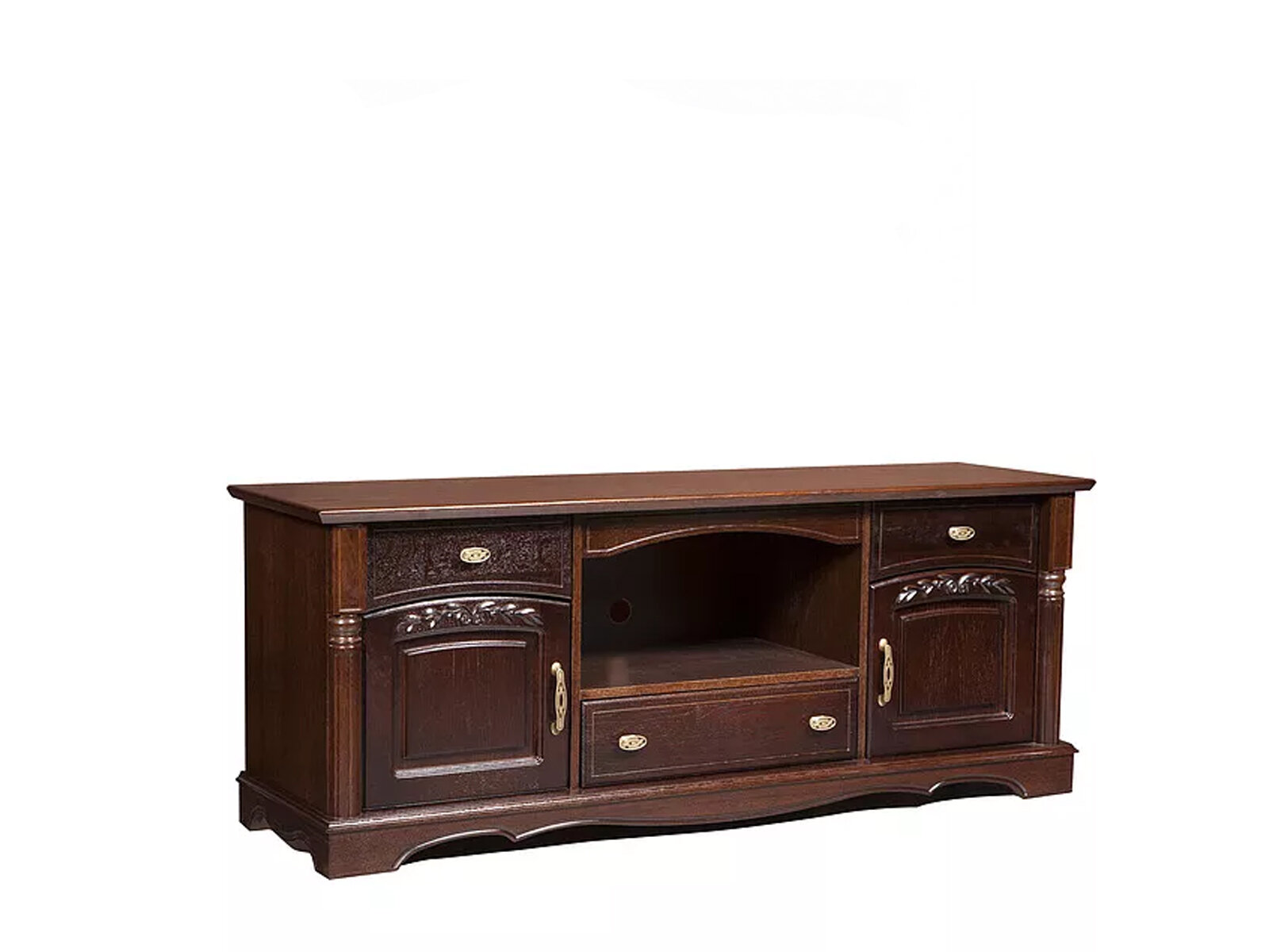 Тумба ТВ, Паола 016 каштан 3, классический вид , шариковые направляющие, 160*45*60 см.