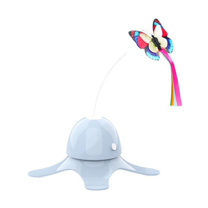 Интерактивная игрушка для кошек и котят «Автоматическая бабочка», вращающаяся на 360 градусов, для снятия скуки, синего цвета.