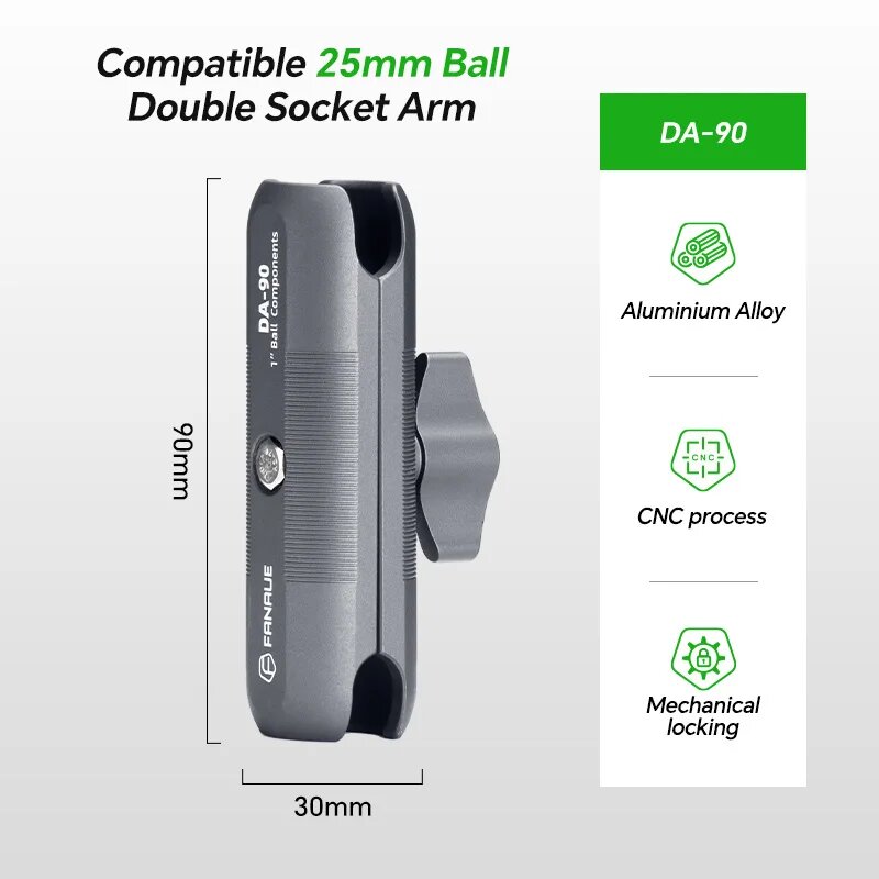 FANAUE Алюминиевый 1' шарик руль зажим крепления базы 25,4/17 мм шарик совместимый RAM DA-90