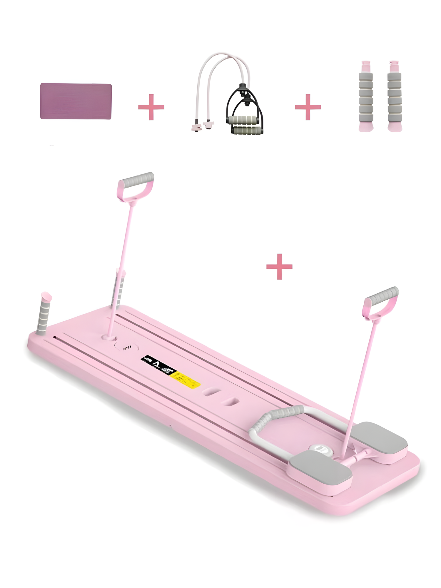 Доска для пресса, многофункциональная, складная, с набором из 5 аксессуаров, розовый