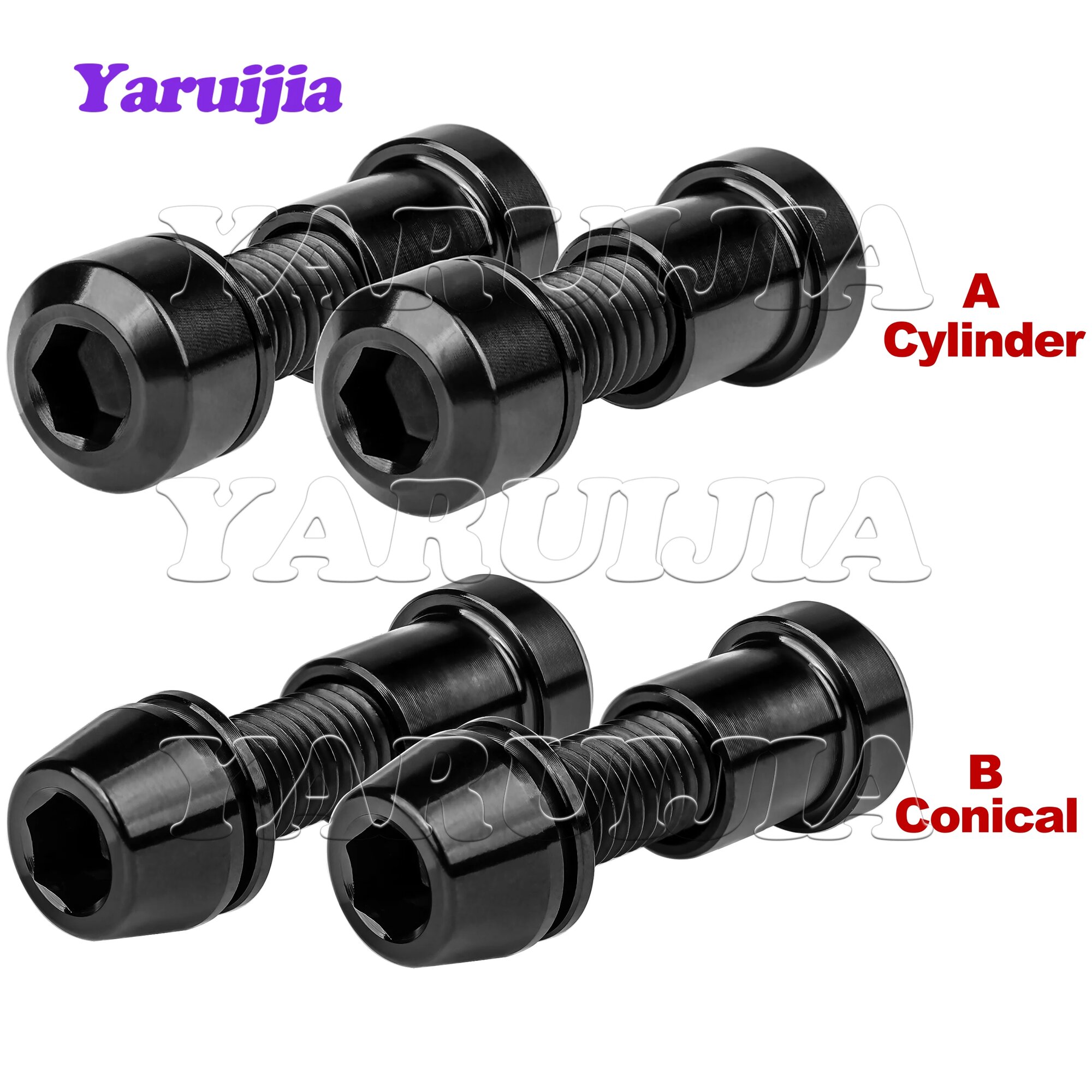 Титановые болты и гайки Yaruijia M5 Черный, Black, 20mm, B Conical