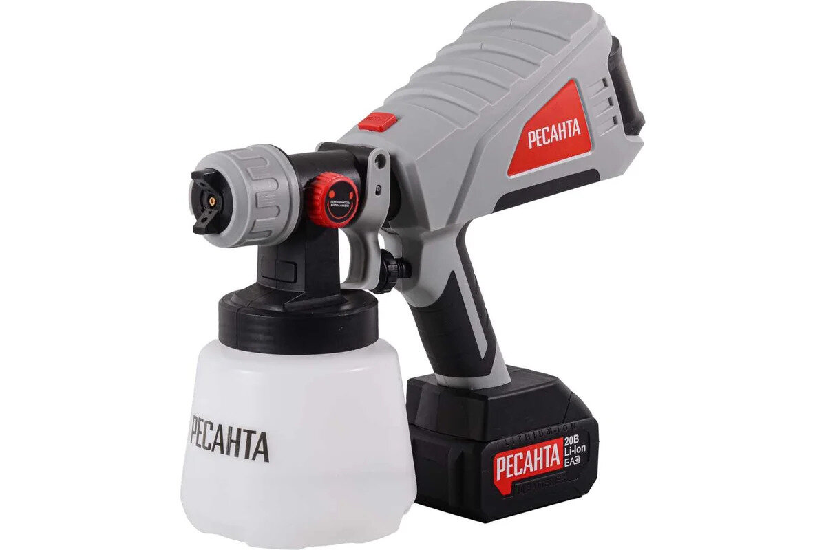 Краскопульт аккумуляторный Ресанта АКП-20Li (в комплекте 1 АКБ и ЗУ) 75/17/3