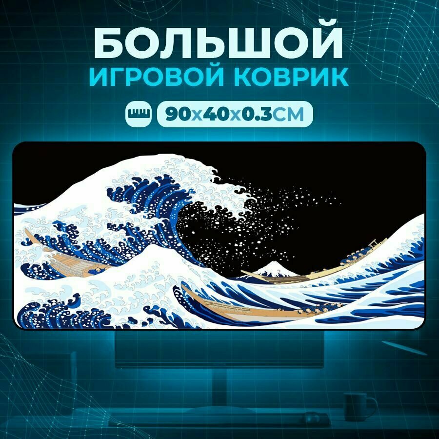 Коврик для мыши EGSHA "Аниме волна", ткань на резиновой основе