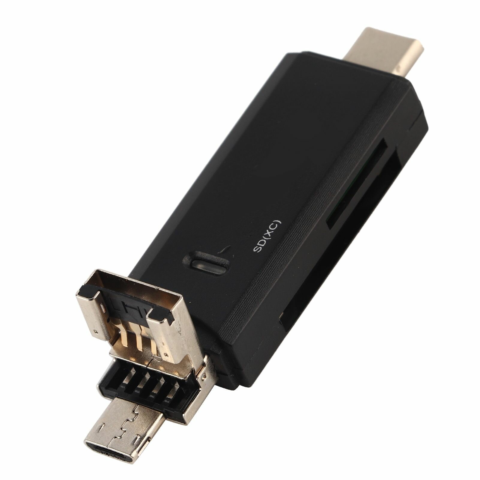 Кард-ридер 3-в-1 (Type-C, Micro USB, USB), черный