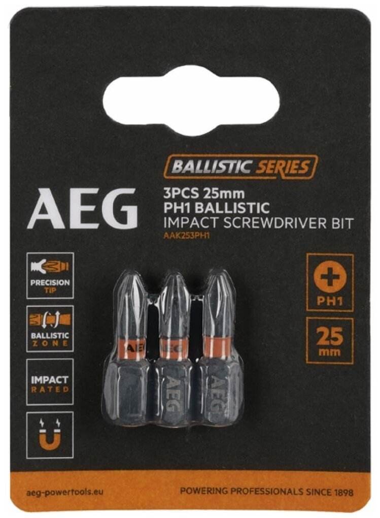Биты ударные AAK253PH1 (3 шт; PH1; 25 мм) AEG 4932479167