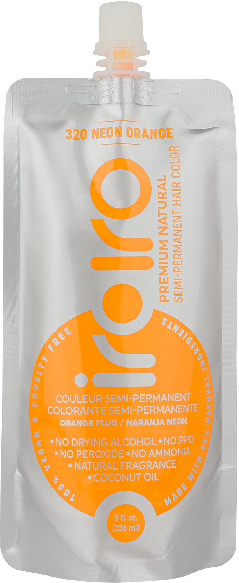 Семи-перманентный краситель для волос iroiro 320 NEON ORANGE / Неоновый оранжевый 236мл