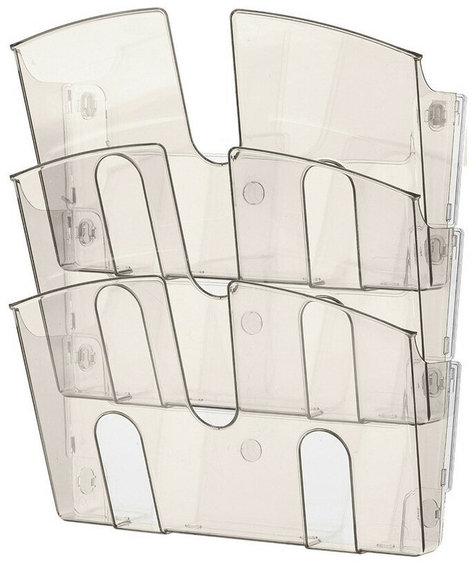 Лоток настенный A4 горизонтальный (310x430 мм) из акрила 3 отделения Attache 87671