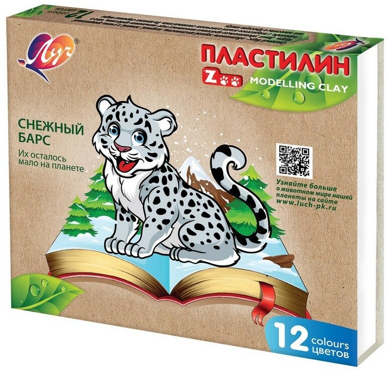 Пластилин классический Луч Zoo 12 цветов 180 г 1201866