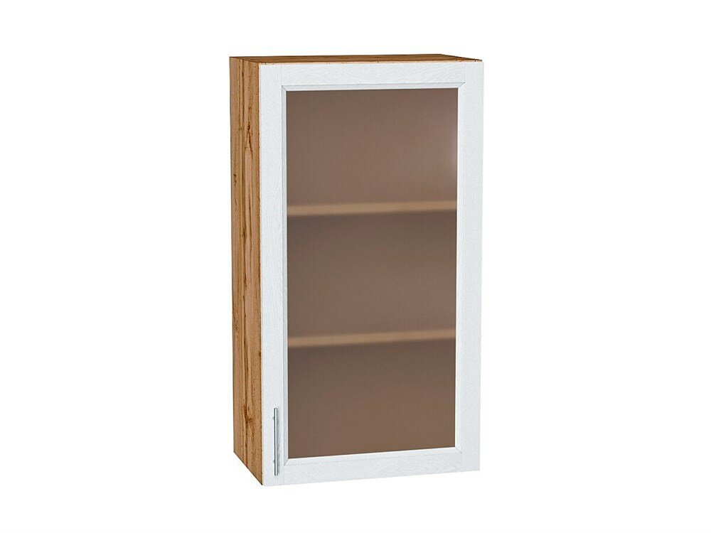 VVT Шкаф верхний с 1-ой остекленной дверцей Сканди Дуб Вотан, White Softwood, 920, 500