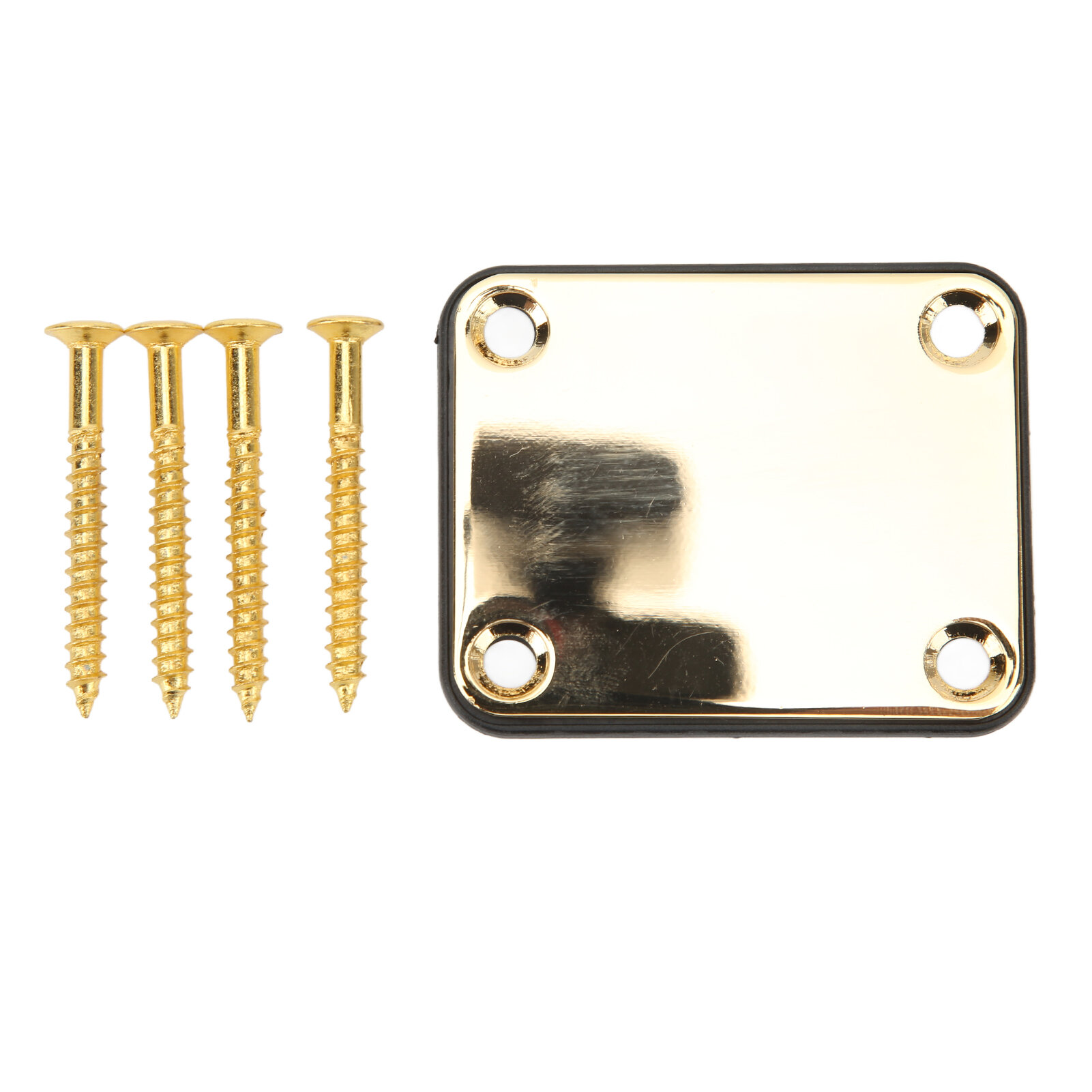 Гриф электрогитары, квадратная металлическая задняя пластина, крепление 4 отверстия с винтами, басовые детали, золото