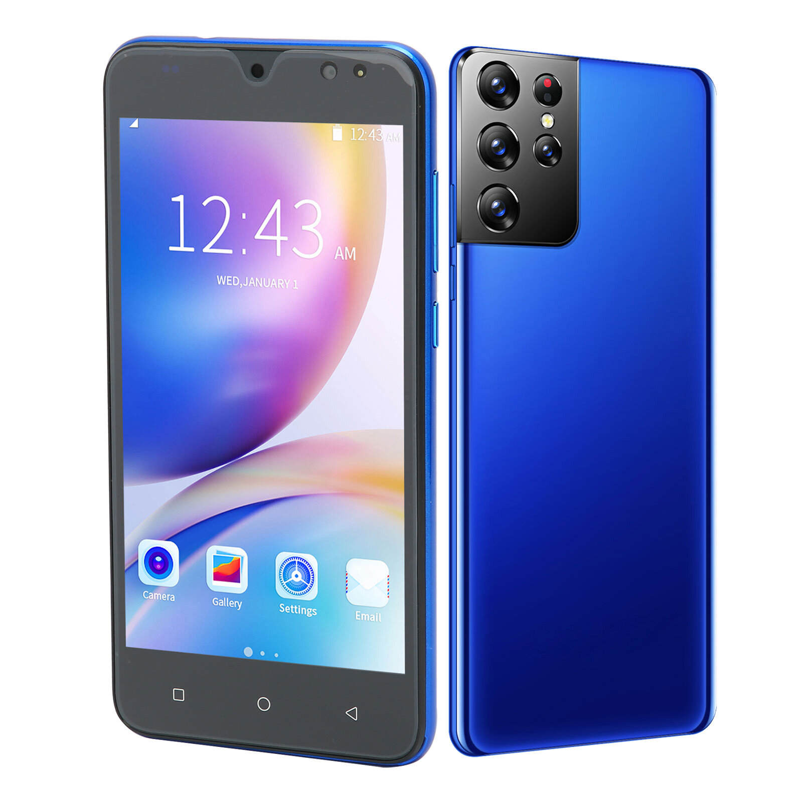 Смартфон с экраном 5,45 дюйма, разблокировка лицом, максимальная поддержка 2 и 16G, сотовые телефоны с высоким разрешением 128G для 3G, 100‑240 В, с синей британской вилкой