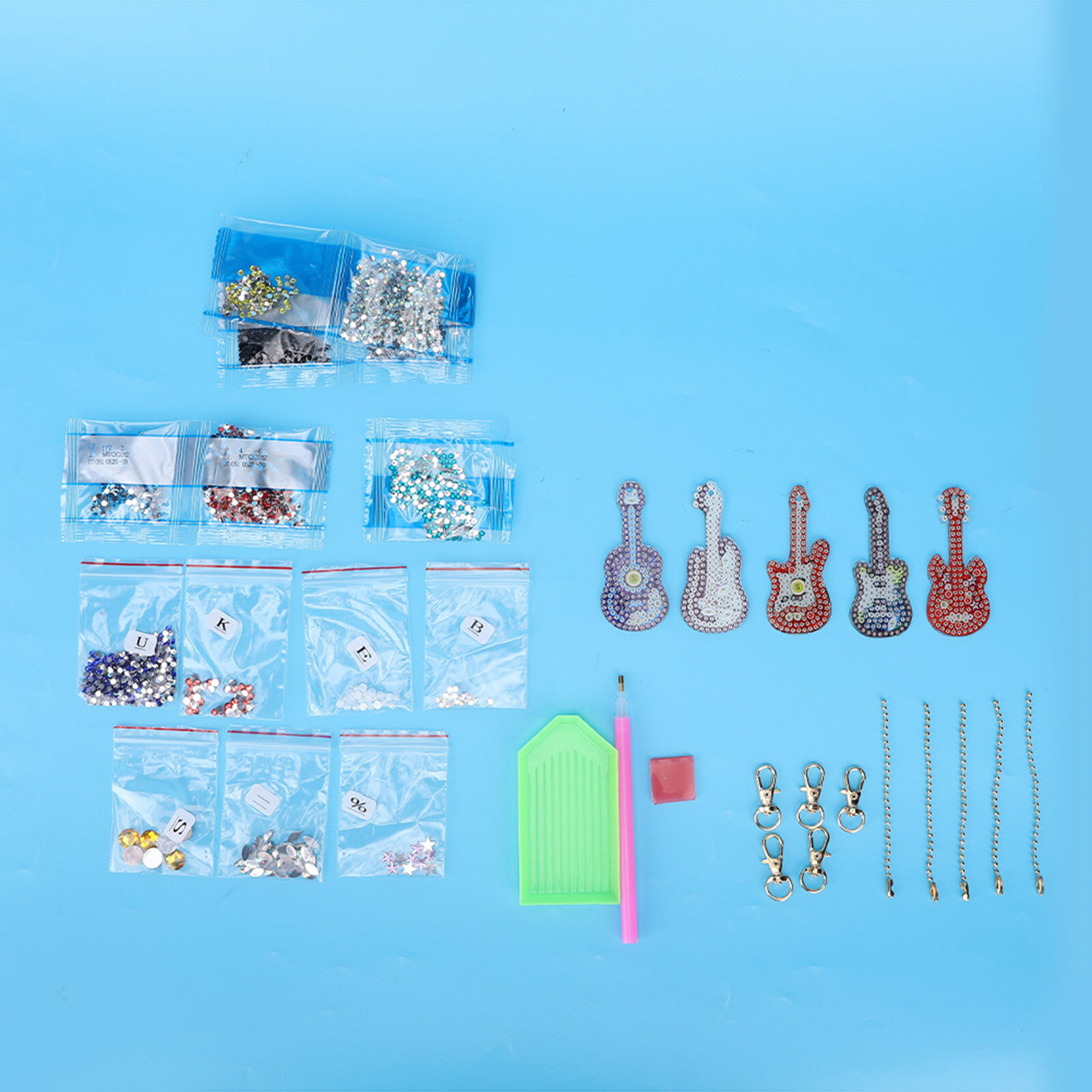 DIY алмазный орнамент брелок декоративный аксессуар в форме гитары алмазная живопись ремесленный комплект