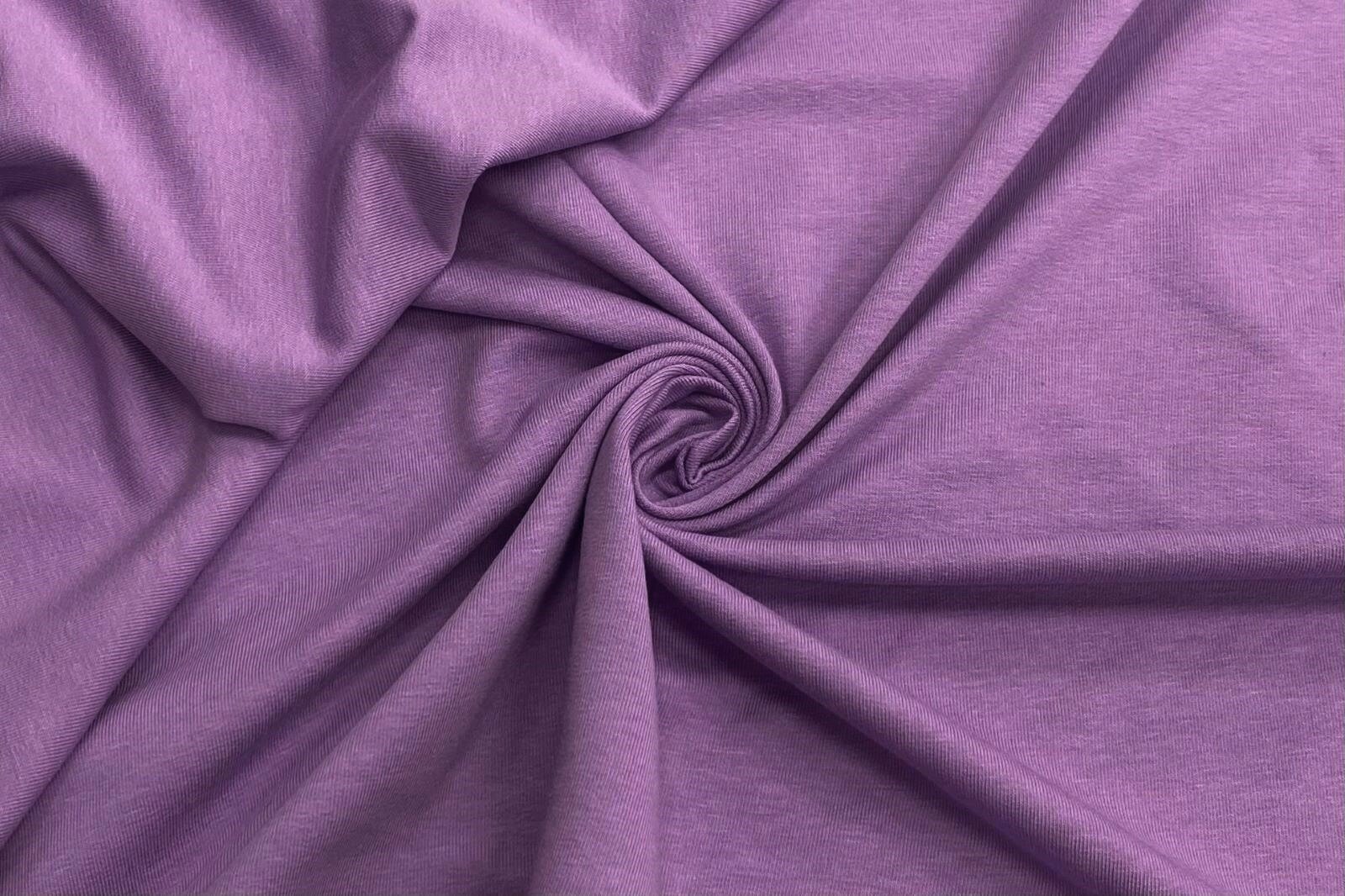 Ткань Футер-двунитка стрейч сиреневого цвета, ш180см, 0,5 м