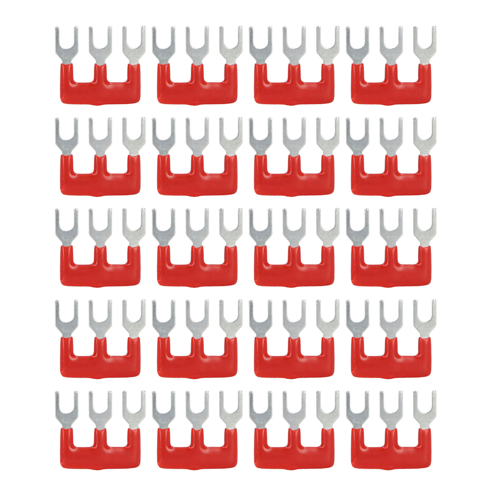 20Pcs Jumper Block Terminal Strips Copper Conductor PVC Shell Fork Type 400V 15A Red TB 1503