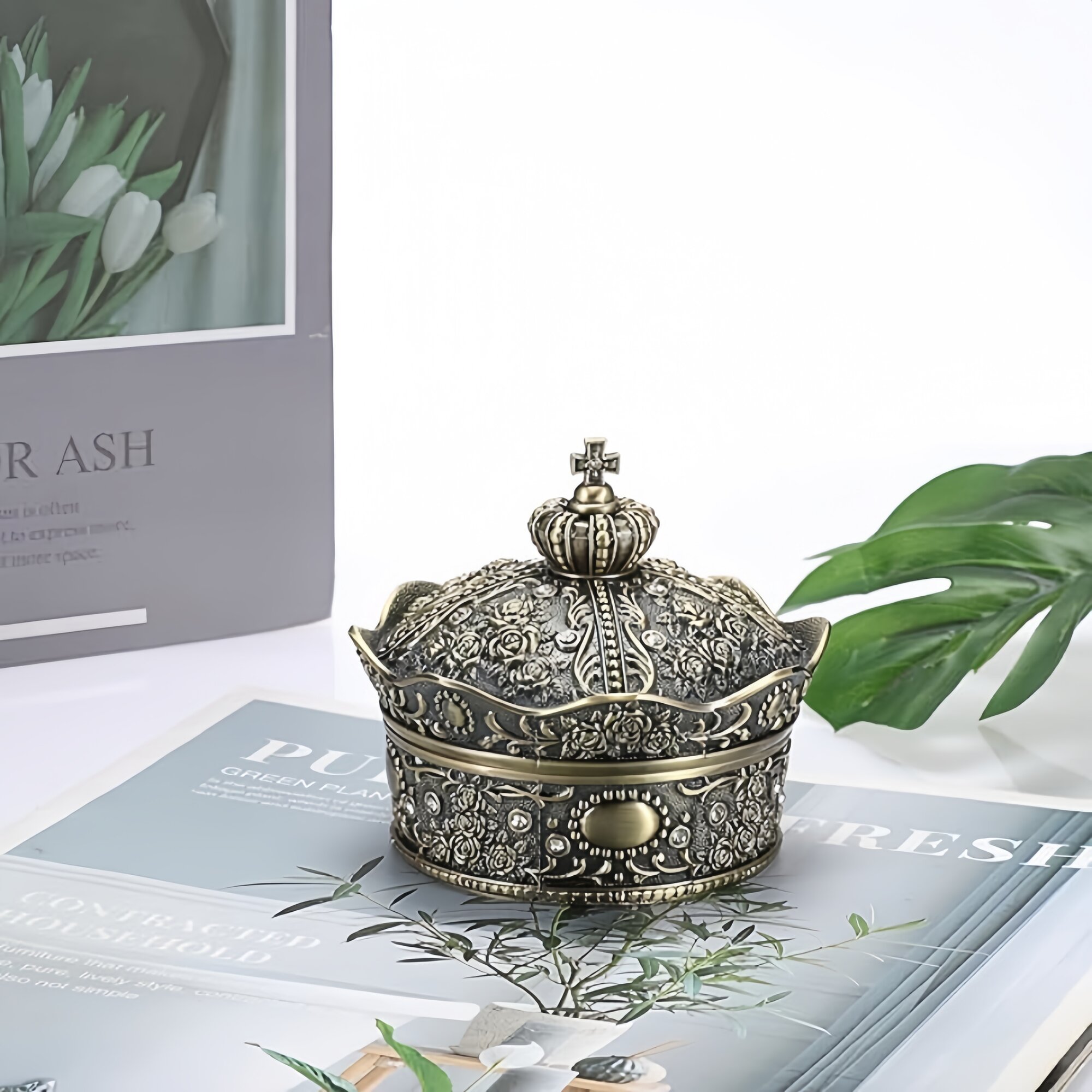 Ретро шкатулка для драгоценностей, антикварный дизайн короны, шкатулка для хранения драгоценностей