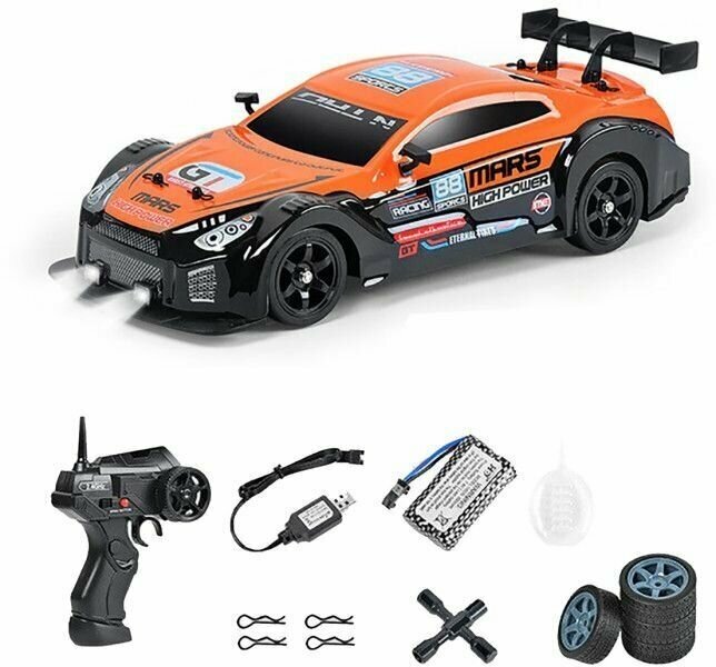 Радиоуправляемая машина для дрифта HB Nissan GTR (4WD, свет, пар, акб, 1:16)