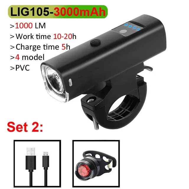 NEWBOLER Умный велофонарь 3000 мАч 3000mAh Set 1