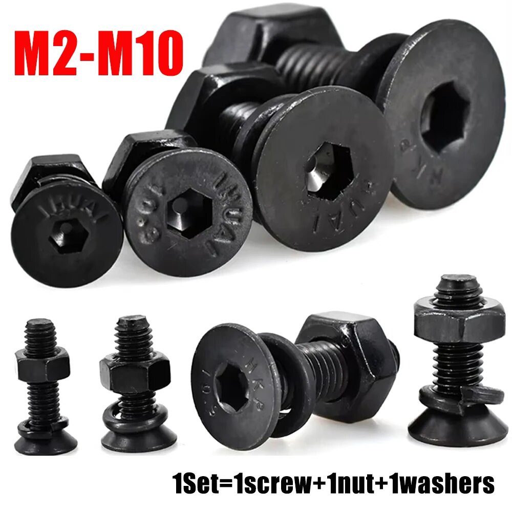Набор винтов с потайной головкой М2-М10 из углеродистой стали M2 (55set), 20mm