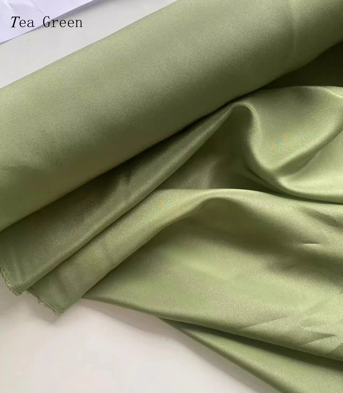 Шелковая ткань Tea green, 1 м x 1,14 м, 12 Momme
