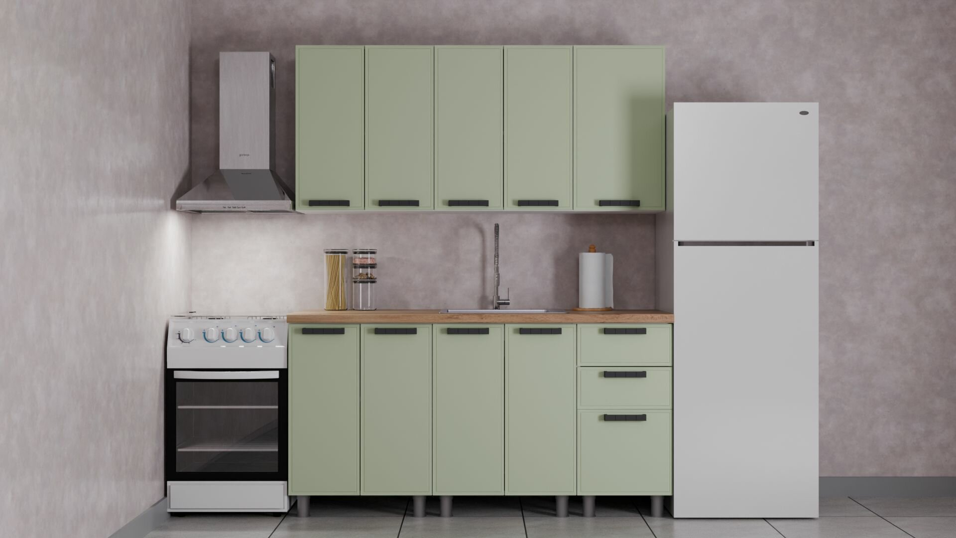 Кухня Киото 1,6 м, светло-зеленый