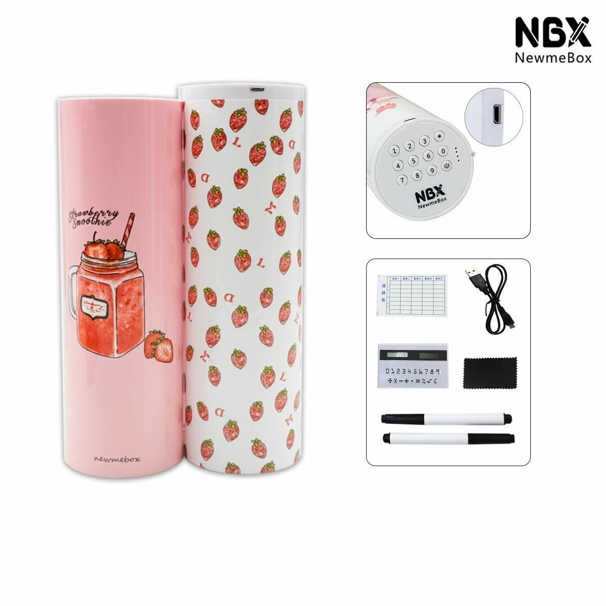 Пенал с паролем, калькулятор, маленькое зеркальце, стираемая доска, модный пенал