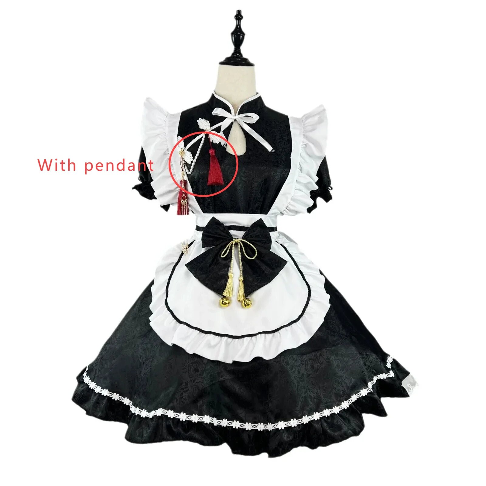 Косплей костюм горничная Лолита HMCN женский полиэстер XXL, With pendant