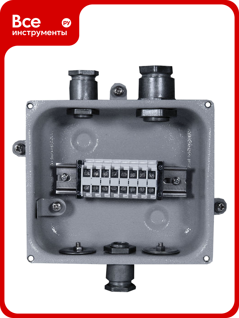 Коробка клеммная Электротехник КЗНС-08 У2, 8 зажимов, IP65 (металлические вводы), ET002543 для надежного зажима деталей