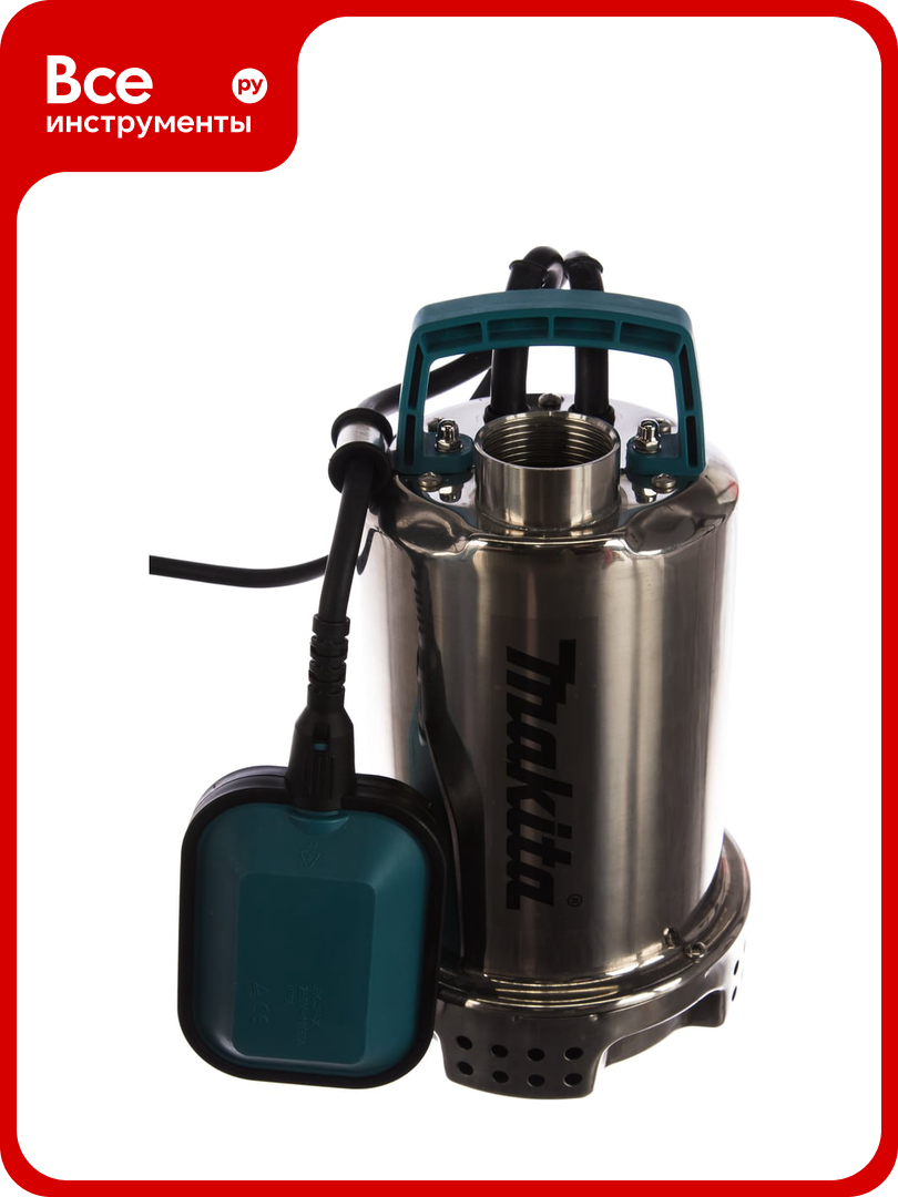 Погружной дренажный насос Makita PF0403, металл, с асинхронным двигателем способен выкачивать