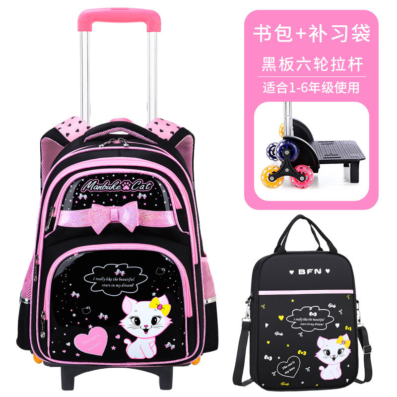 Сумка-тележка, для девочек, 6 колес, 12 л, водонепроницаемая, снижающая нагрузку