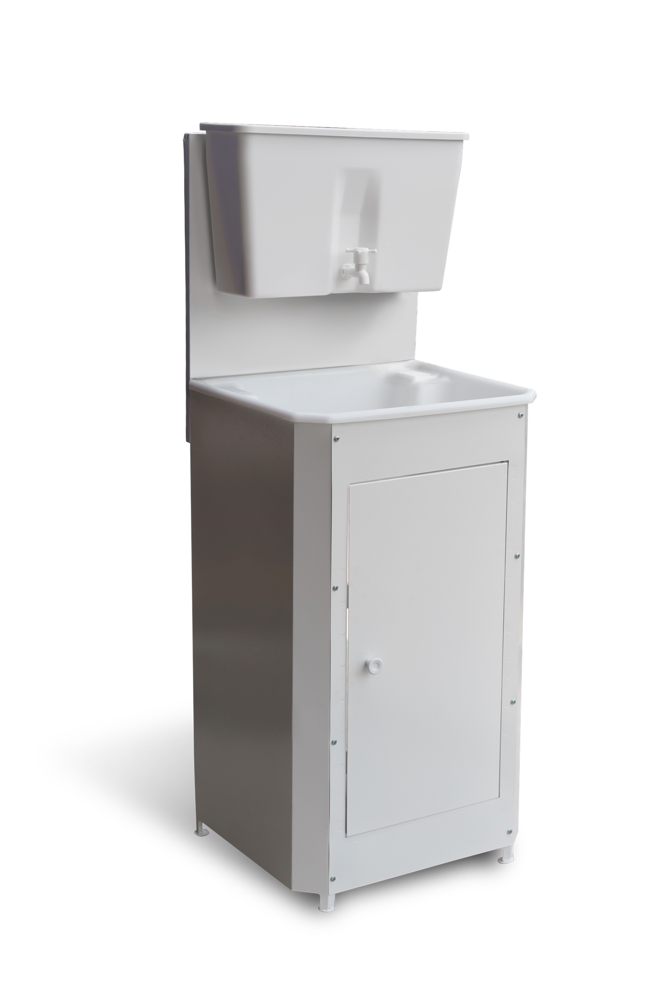 Умывальник фермер 20 л, без ЭВН, мойка пластик, тумба металл, бак пластик, белый