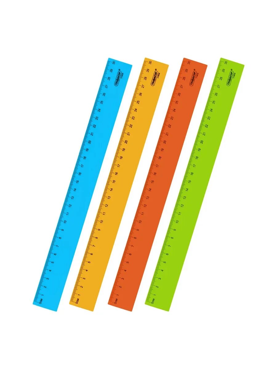 Линейка 30 см пластиковая школьная набор 4 штуки