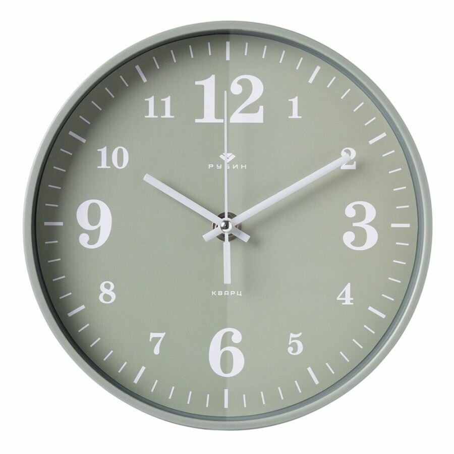 Часы настенные Рубин круг d 19,5см, корпус оливковый, "Классика"