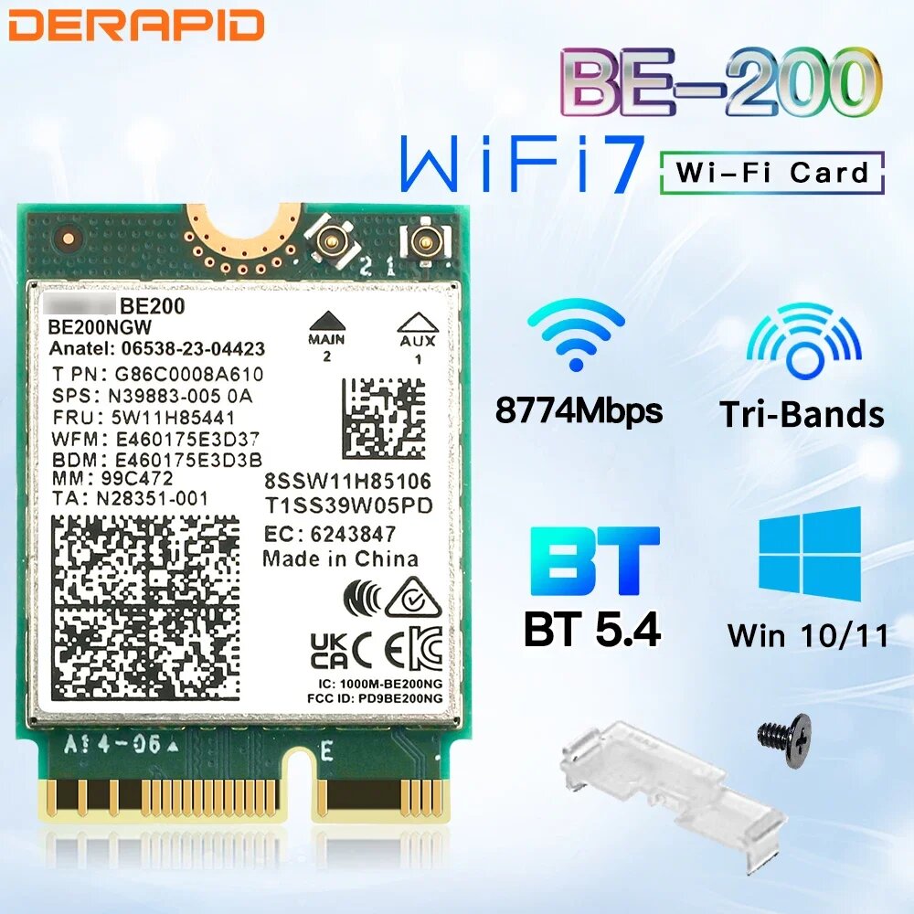 DERAPID Wi-Fi7 Три-диапазонный адаптер Bluetooth 5.4
