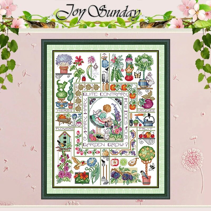 Набор для вышивки крестиком Joy Sunday "Садовые узоры Марии" 14CT blank canvas