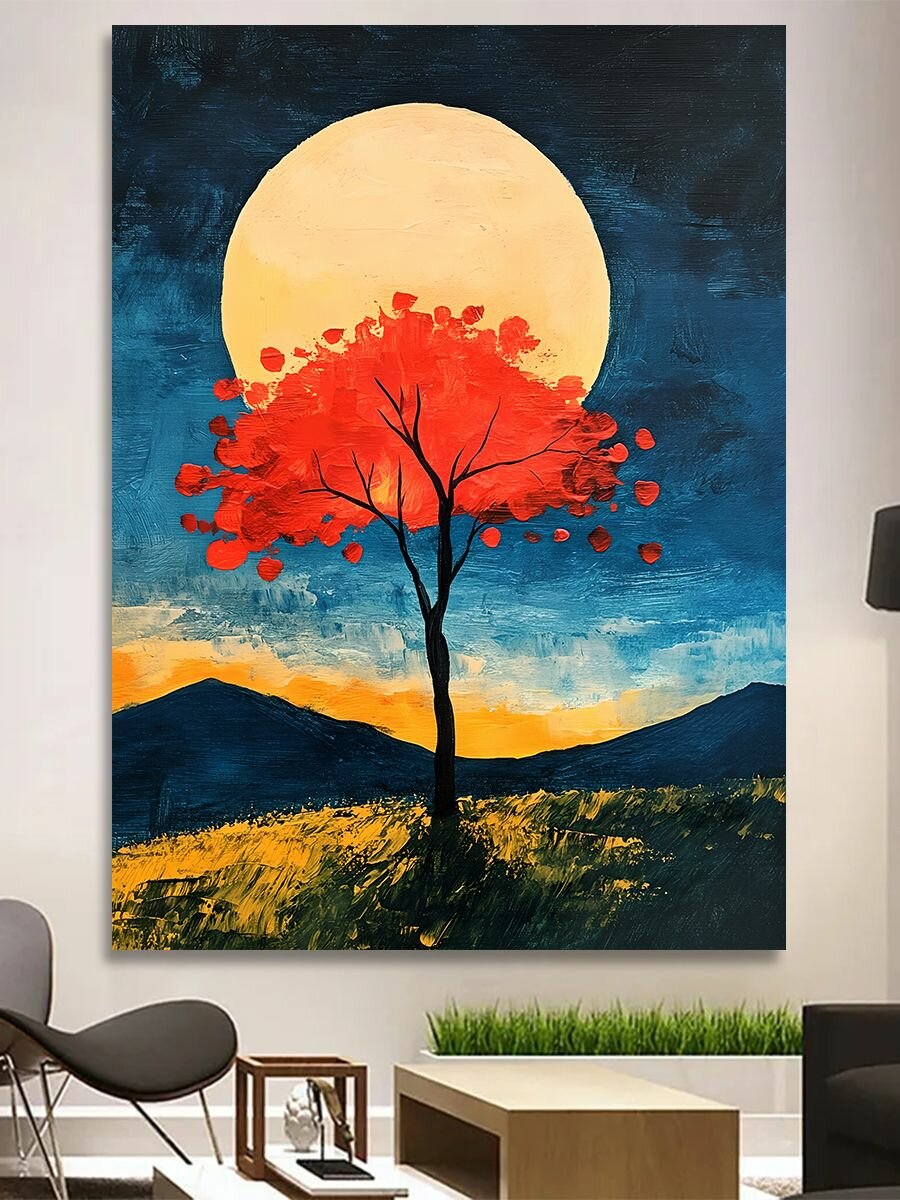 Картина / дерево, картина на холсте, пейзаж, 50х70 см.