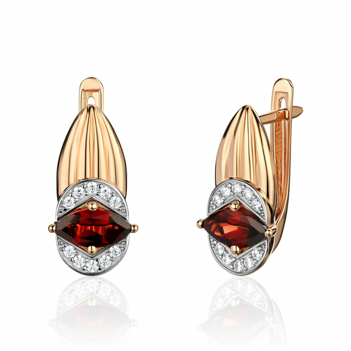 Серьги Эстет, красное золото, 585 проба, родирование