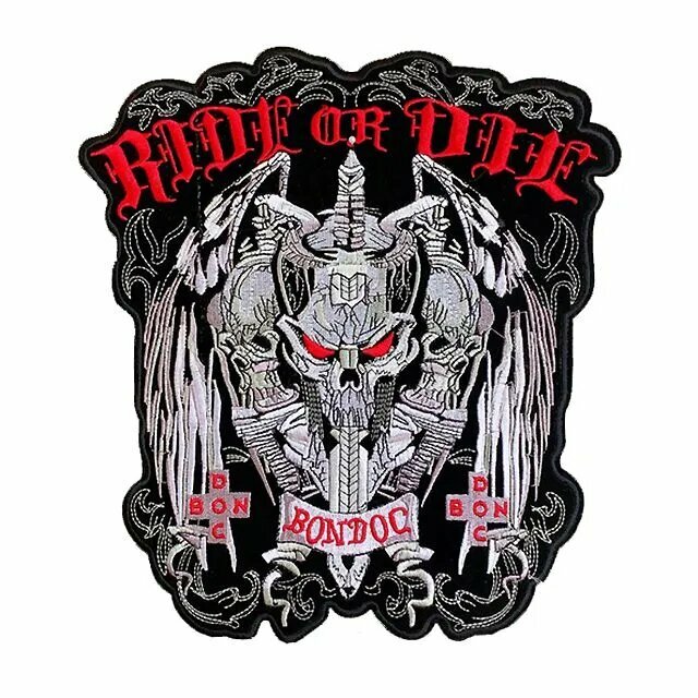 Большая нашивка на куртку, патч, шеврон байкерский, нашивка на спину BONDOC 32Х29 см