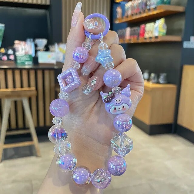 Sanrio Hello Kitty Cinnamoroll My Melody Kuromi Pochacco Цепочка Для Телефона Из Смолы Biscornu Браслет Для Девочек Милый Ани.